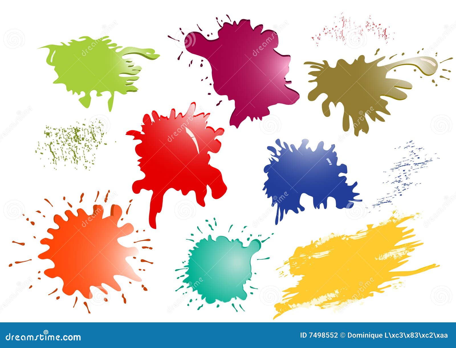 Glossy ink splatters stock vector. Illustration of green - 7498552