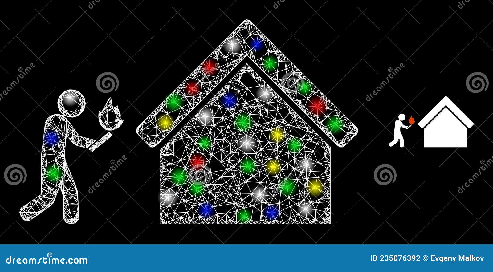 Magic Intersected Net House Arsonist Icon Stock Vector - Illustration ...