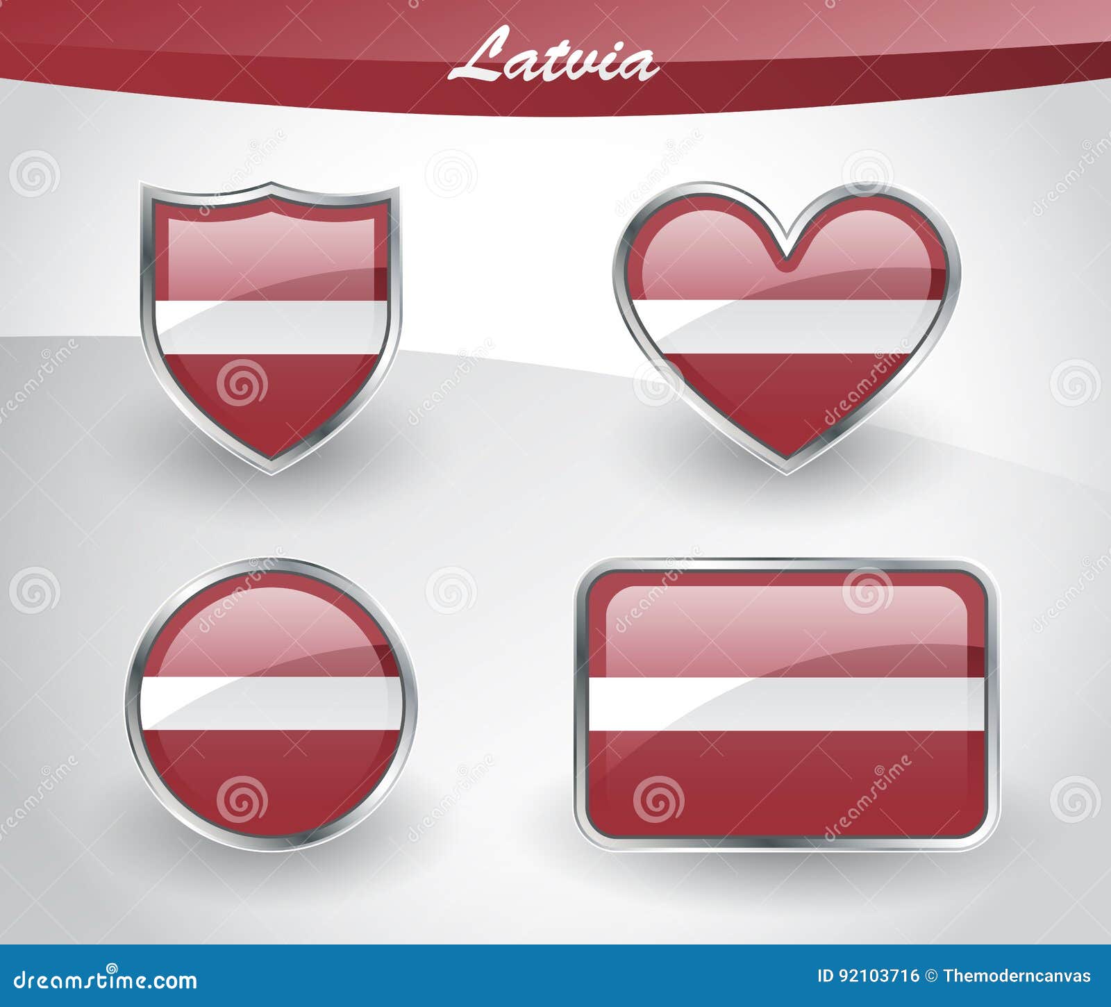 Glossy Latvia Flag Icon Set Stock Vector - Illustration of frame, badge ...