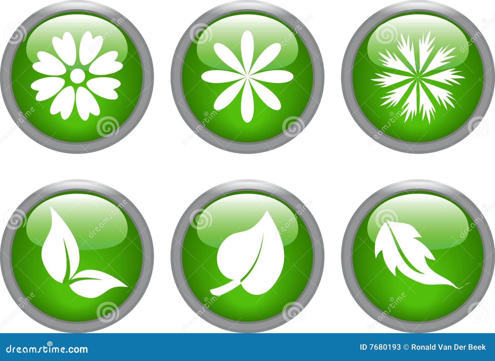 Glossy Leaf and Flower Icons Stock Vector - Illustration of button ...