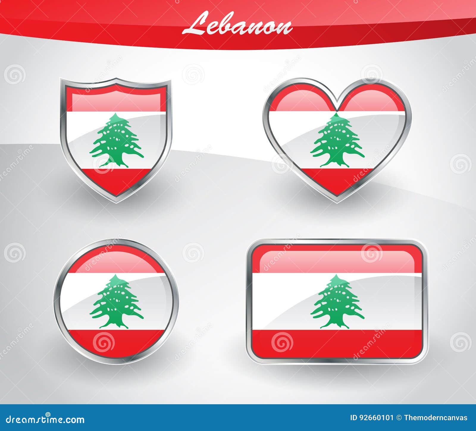 Glossy Lebanon Flag Icon Set Stock Vector - Illustration of graphic ...