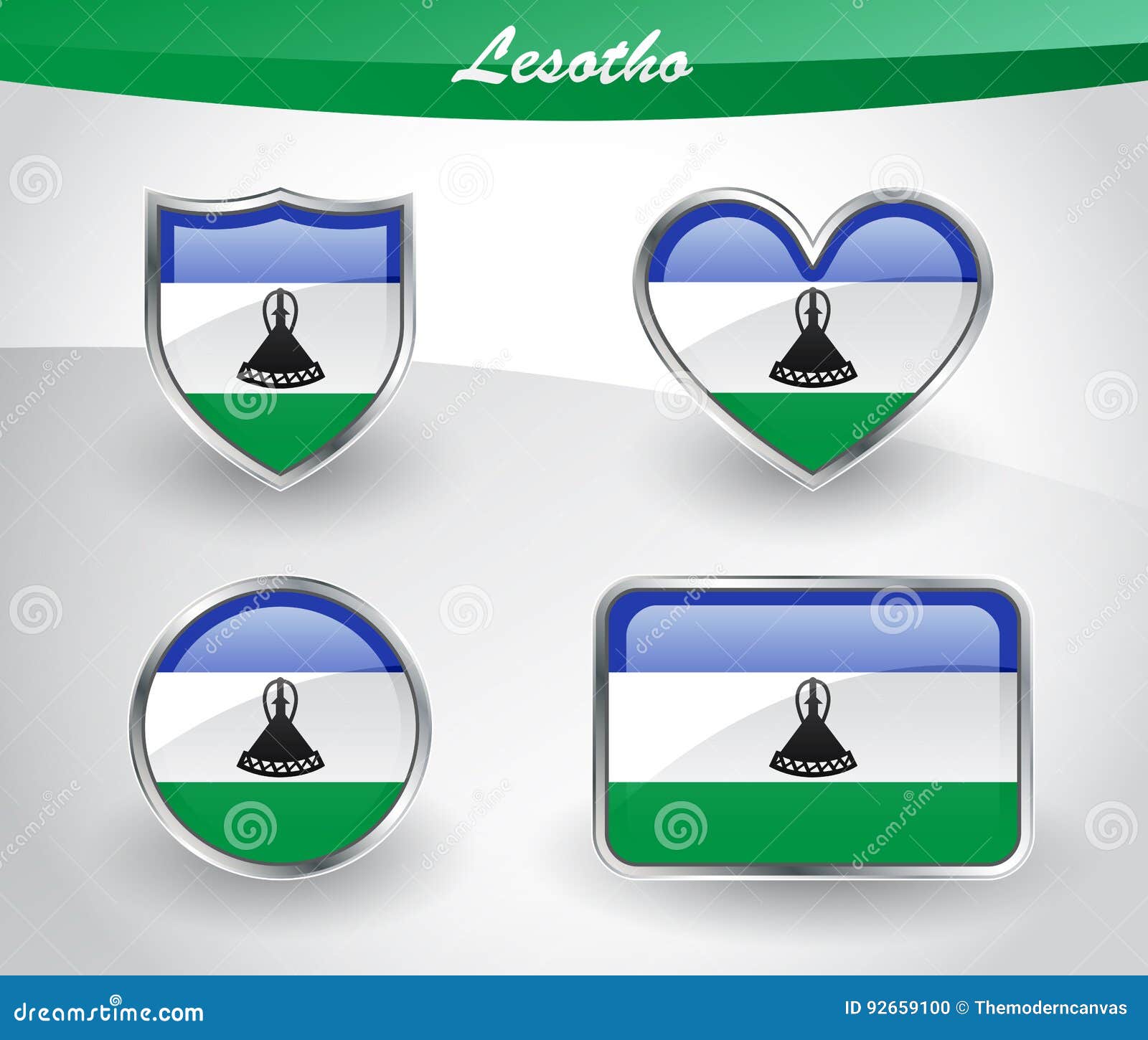 Glossy Lesotho Flag Icon Set Stock Vector - Illustration of graphic ...