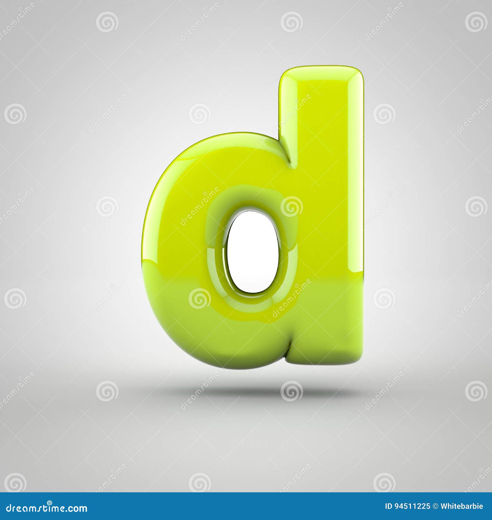 Glossy Lime Paint Letter D Lowercase on White Background Stock ...