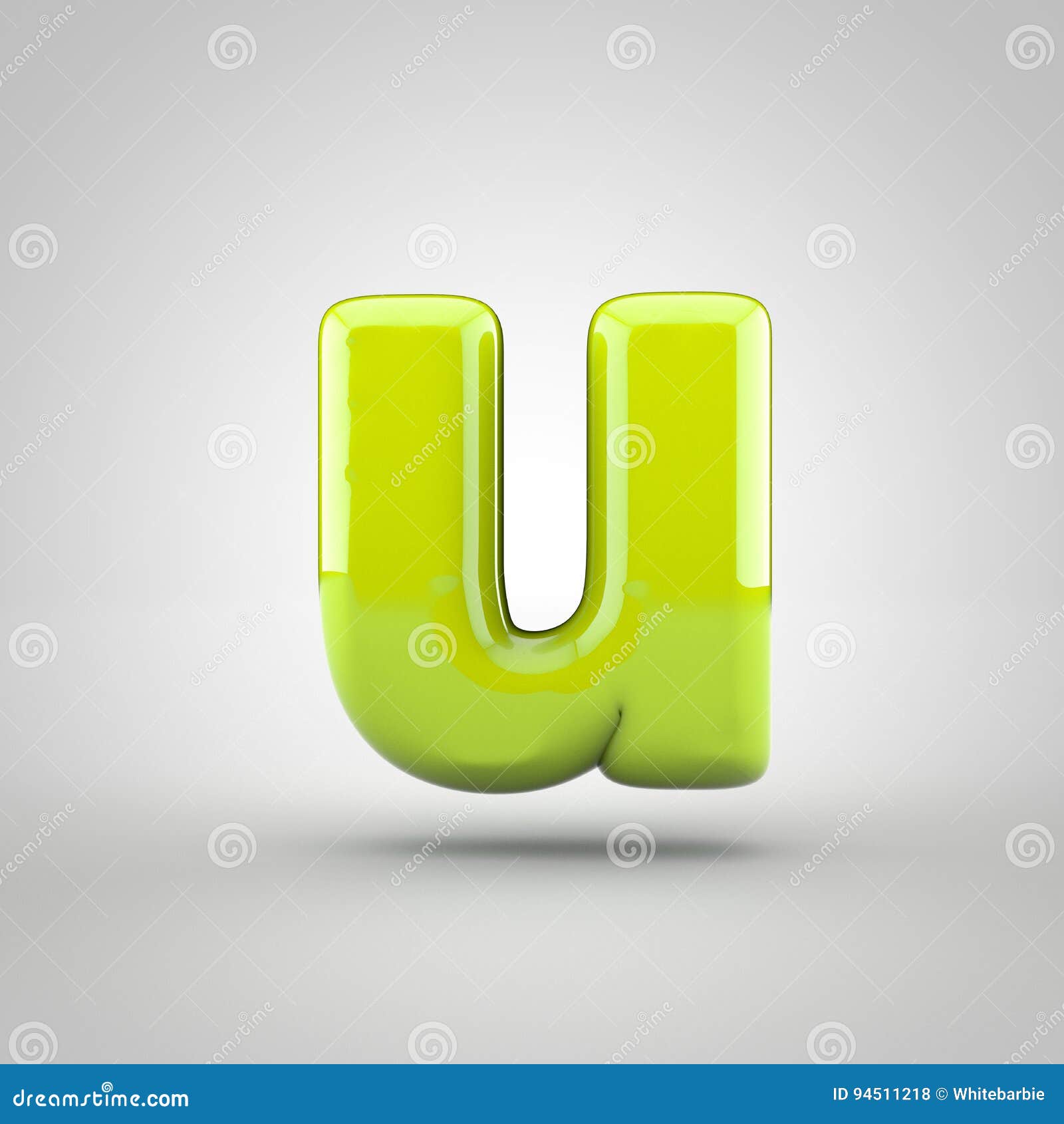 Glossy Lime Paint Letter U Lowercase on White Background Stock ...