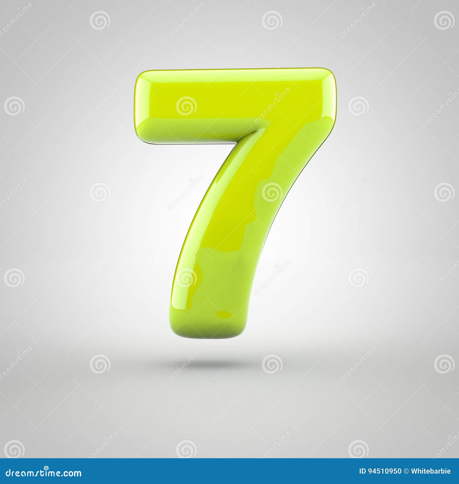 Glossy Lime Paint Number 7 on White Background Stock Illustration ...