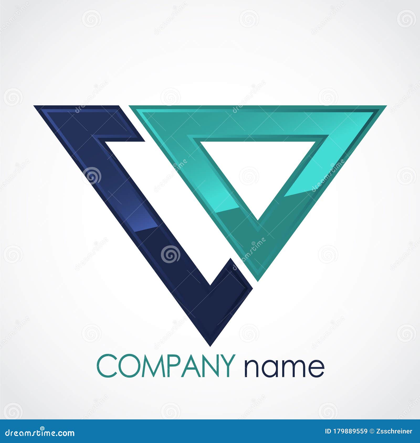 Glossy Line Triangle Blue Color Logo Design Stock Vector - Illustration ...