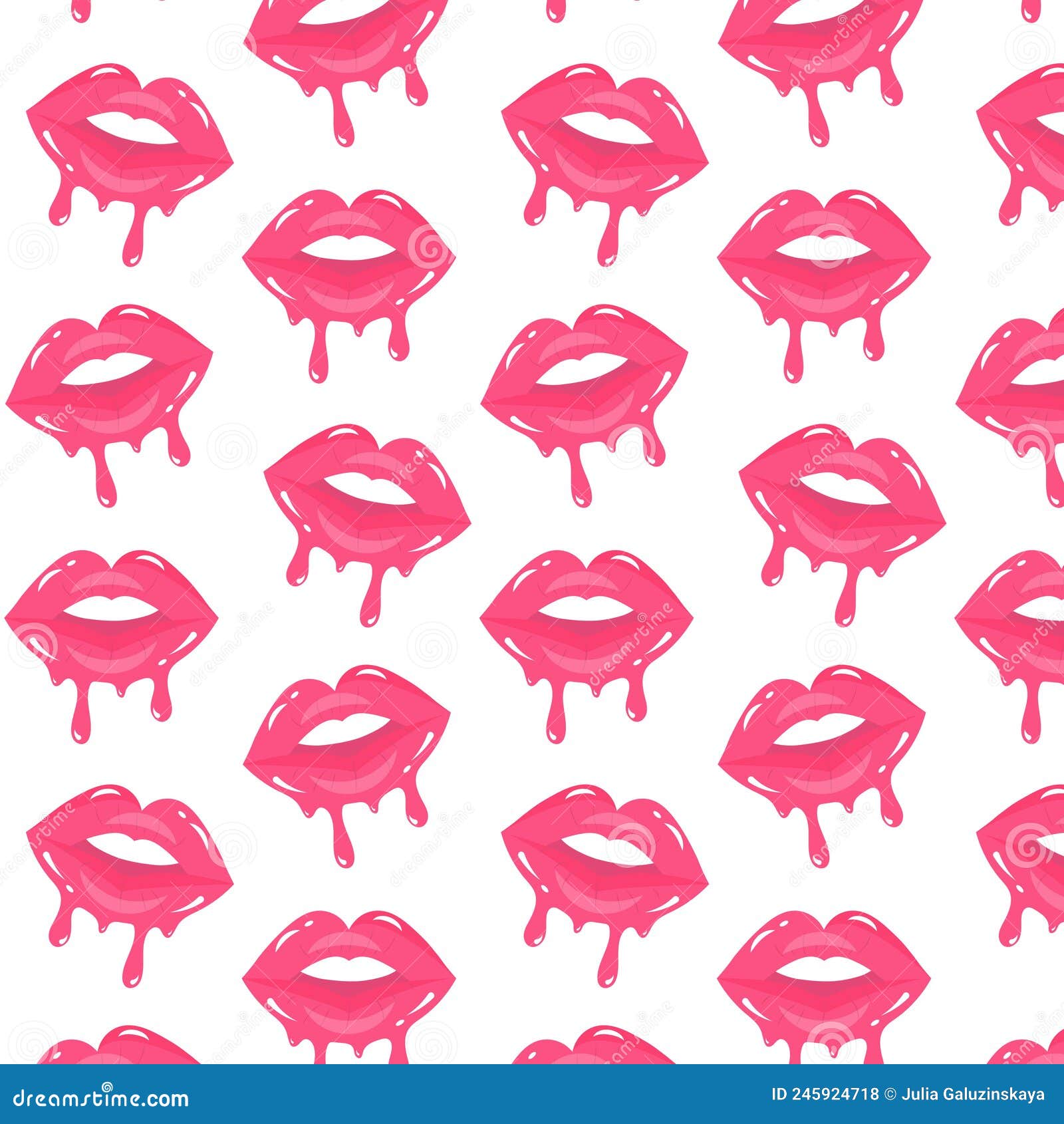 Glossy Lips with Dripping Paint Seamless Pattern Stock Vector ...