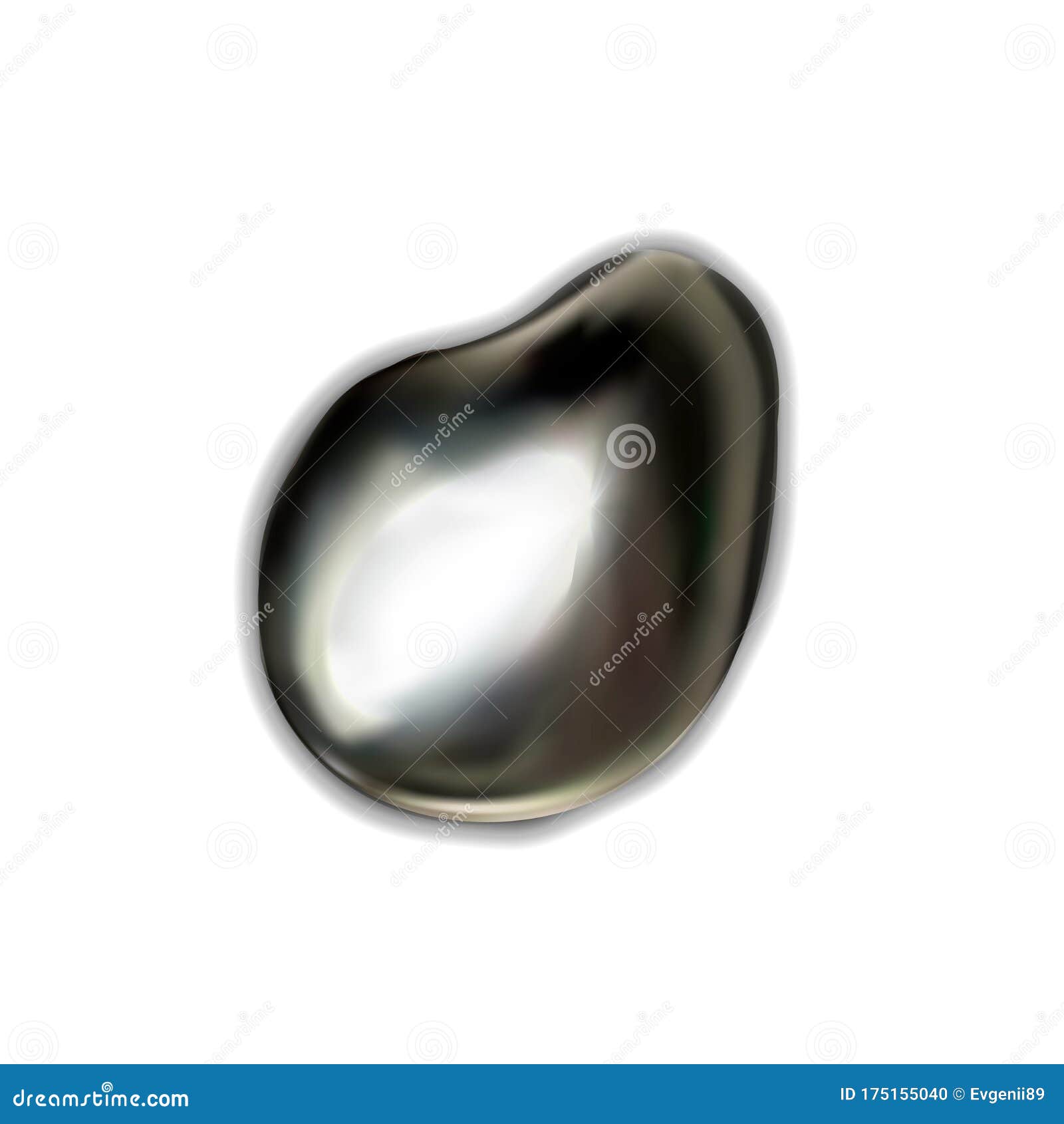 Glossy Liquid Mercury, Metal Drop on White Stock Illustration ...