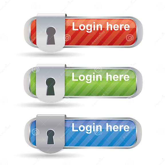 Glossy Login Buttons with Keyhole Stock Vector - Illustration of menu ...