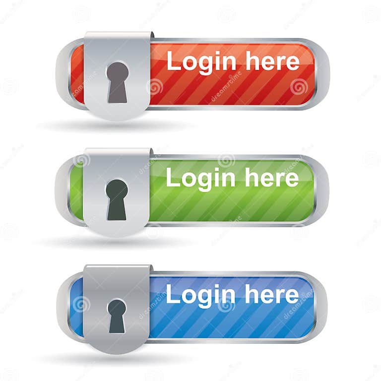 Glossy Login Buttons with Keyhole Stock Vector - Illustration of menu ...