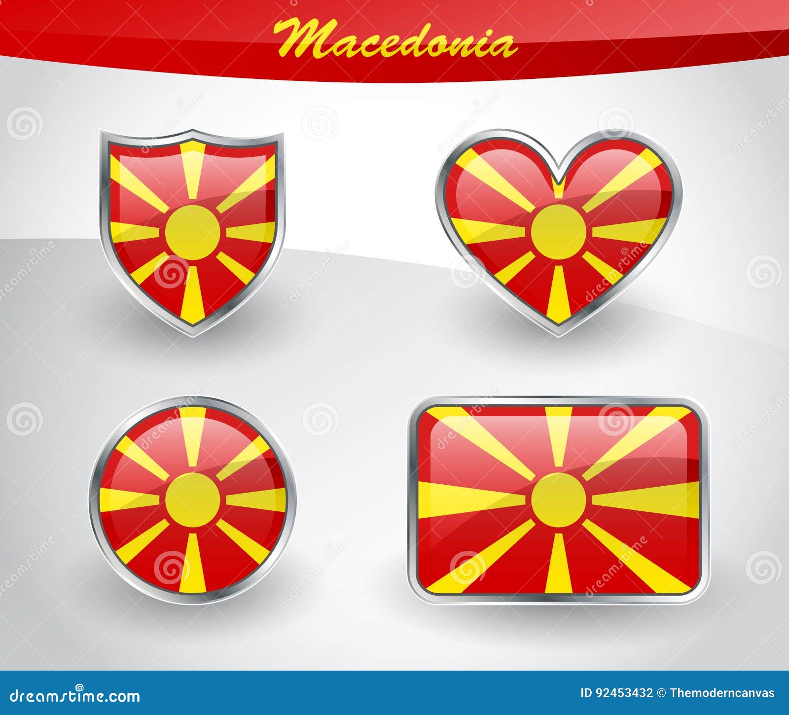 Glossy Macedonia Flag Icon Set Stock Vector - Illustration of circle ...