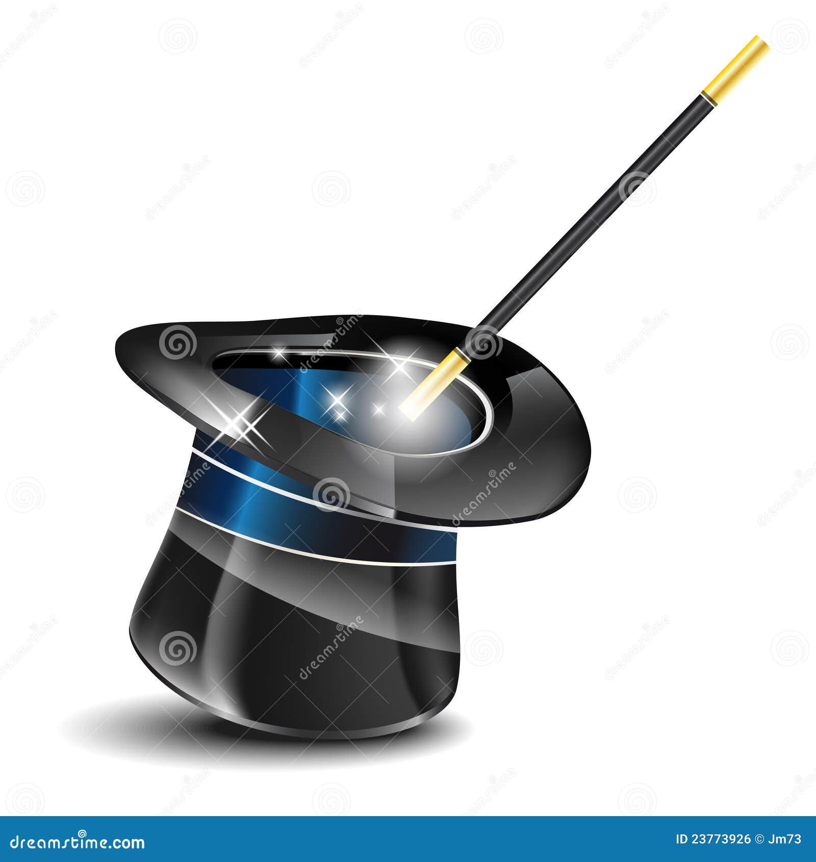 Glossy magic hat and wand stock vector. Illustration of fiction - 23773926