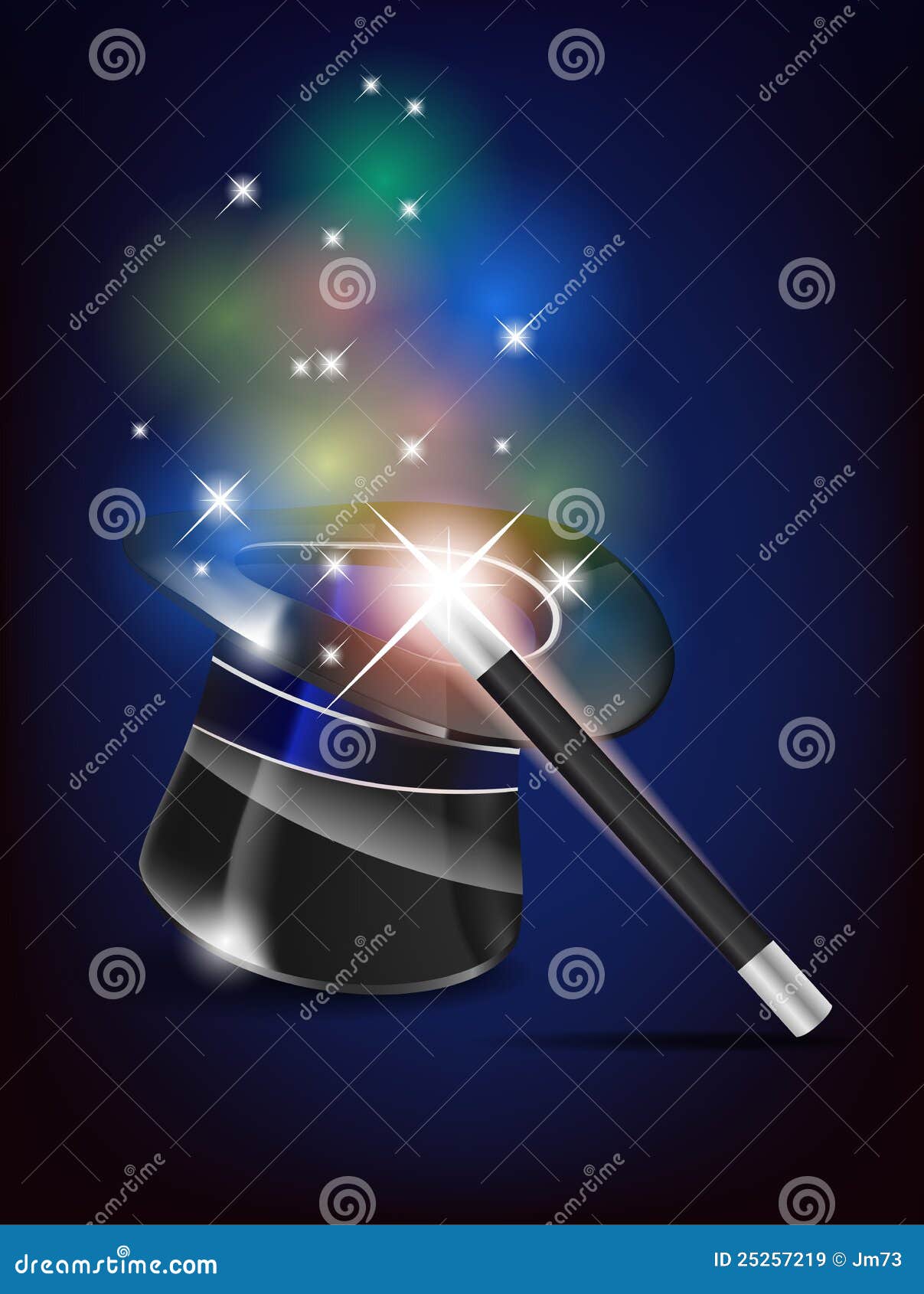 Glossy magic hat and wand stock vector. Illustration of magic - 25257219