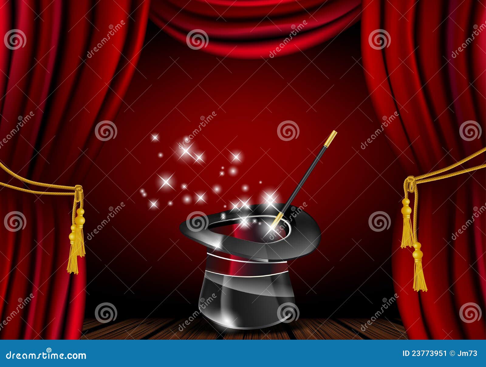 Glossy Magic Hat and Wand in Action Stock Vector - Illustration of ...