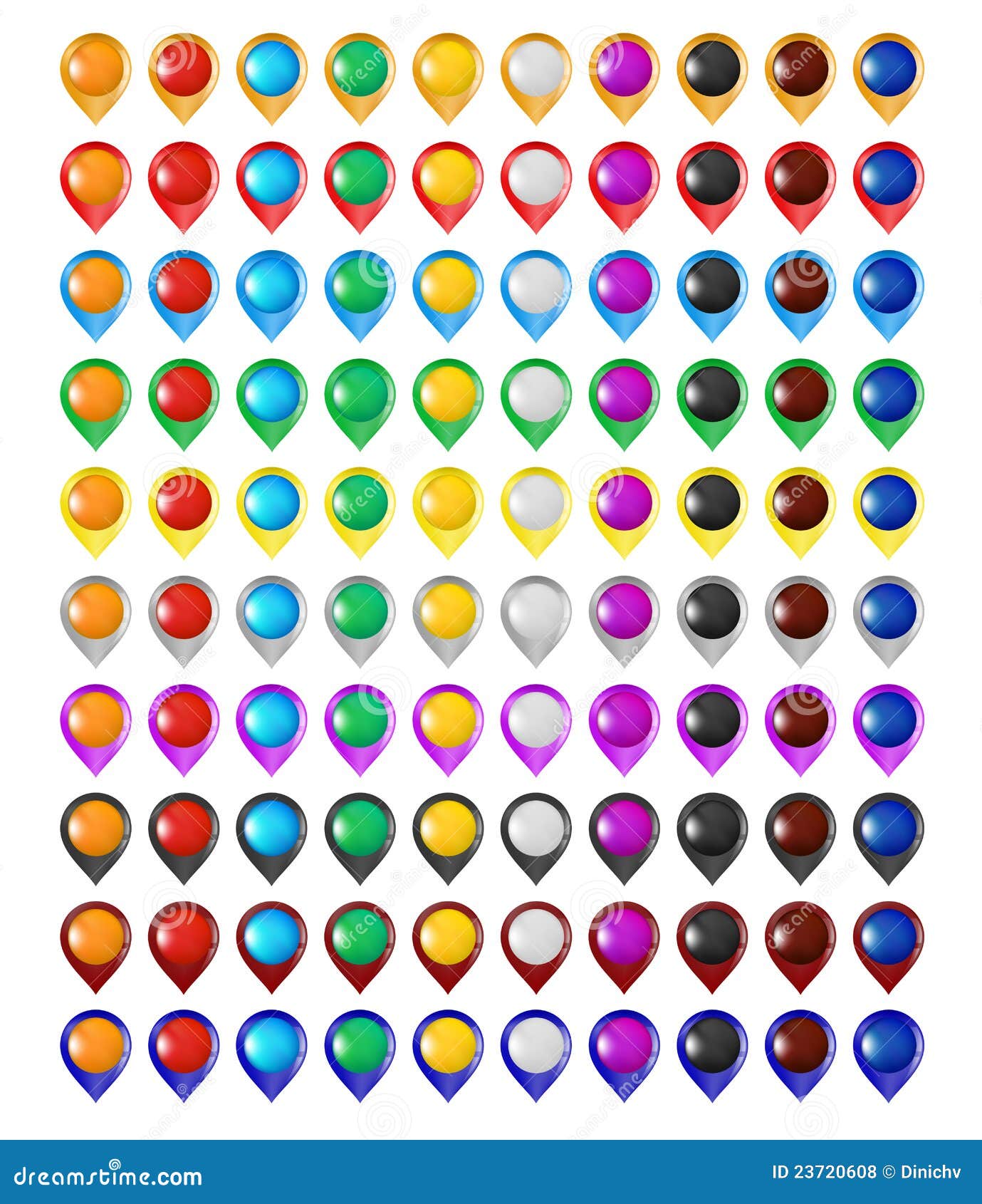 Glossy map pins set stock vector. Illustration of green - 23720608