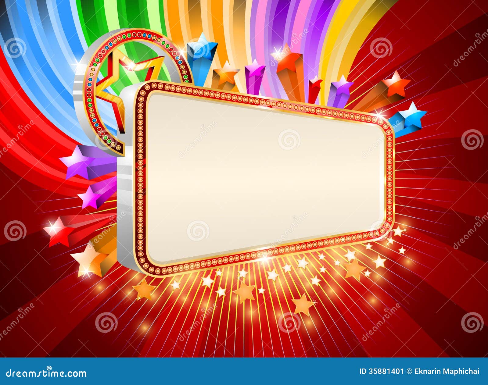 Glossy Marquee with Colorful Stars Stock Illustration - Illustration of ...