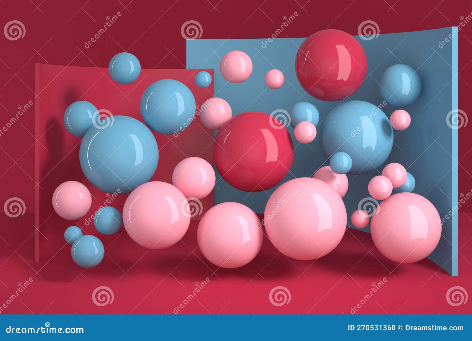 Flying Spheres In Motion Isolated On Pink Background Royalty-Free ...
