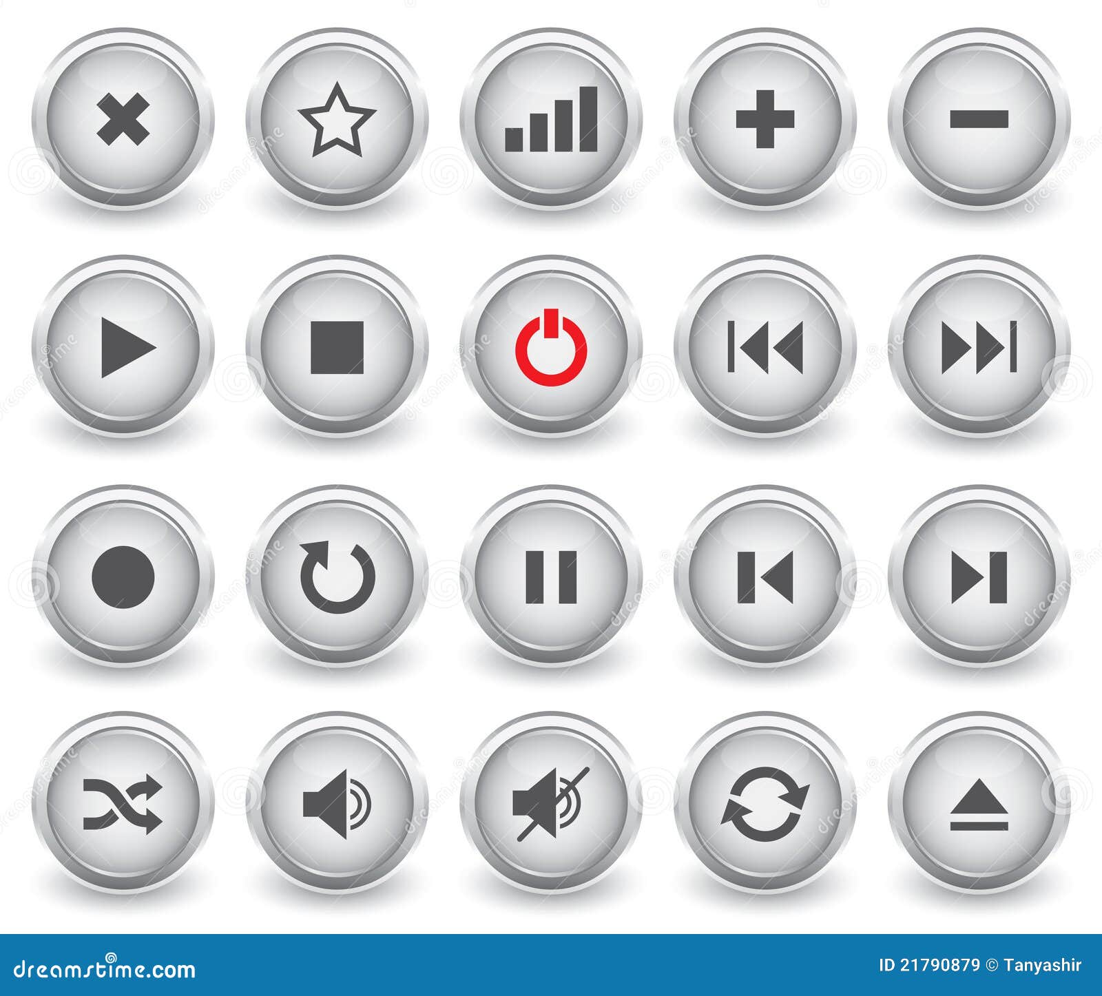 Glossy Media Player Buttons Stock Vector - Illustration of decoration ...