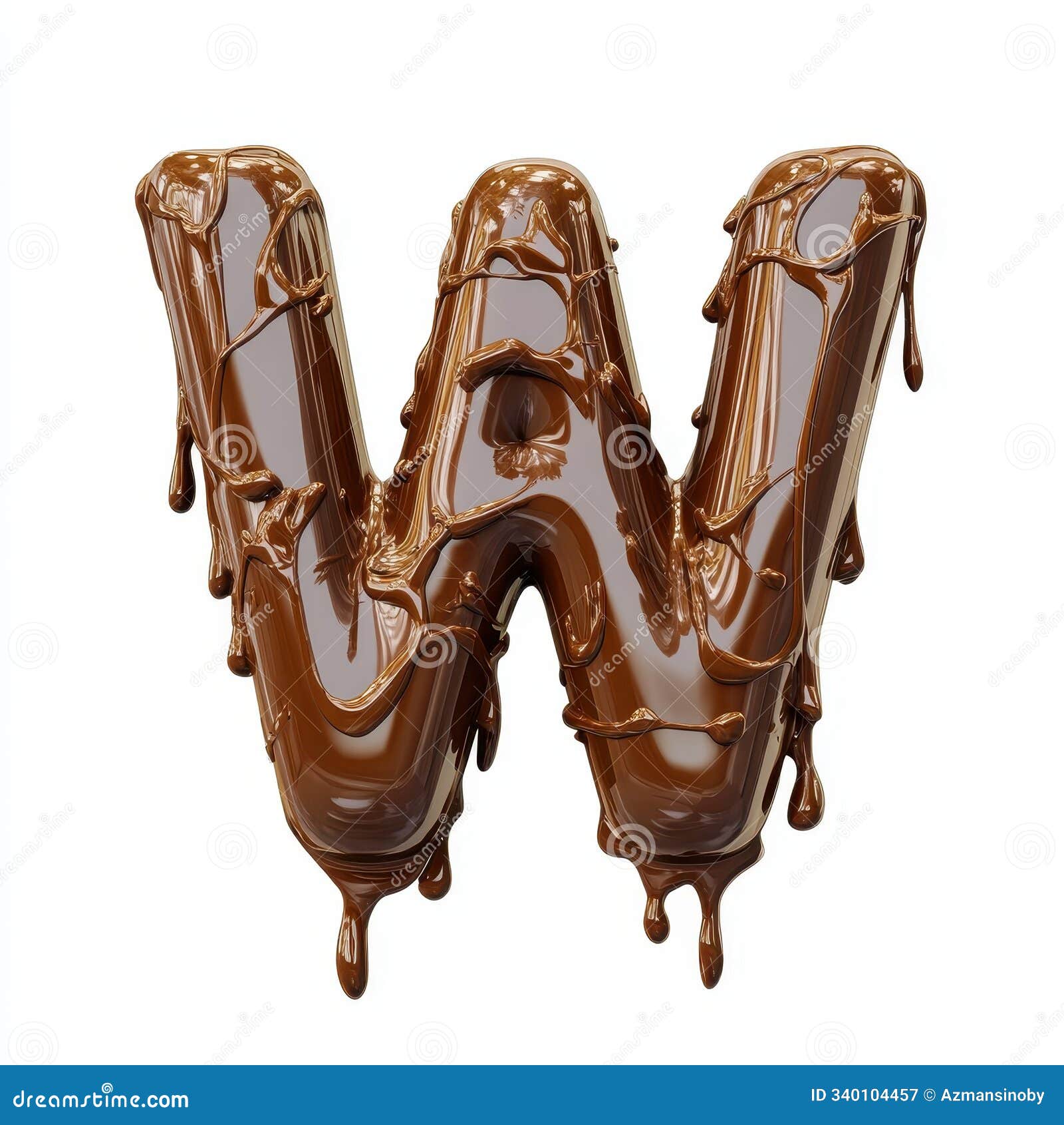 A Glossy, Melted Chocolate Letter "W" with a Dripping Effect Stock ...