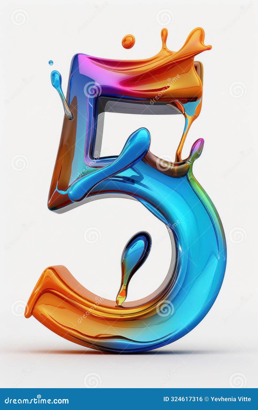Glossy Melting Number 5. Generative Ai Stock Illustration ...