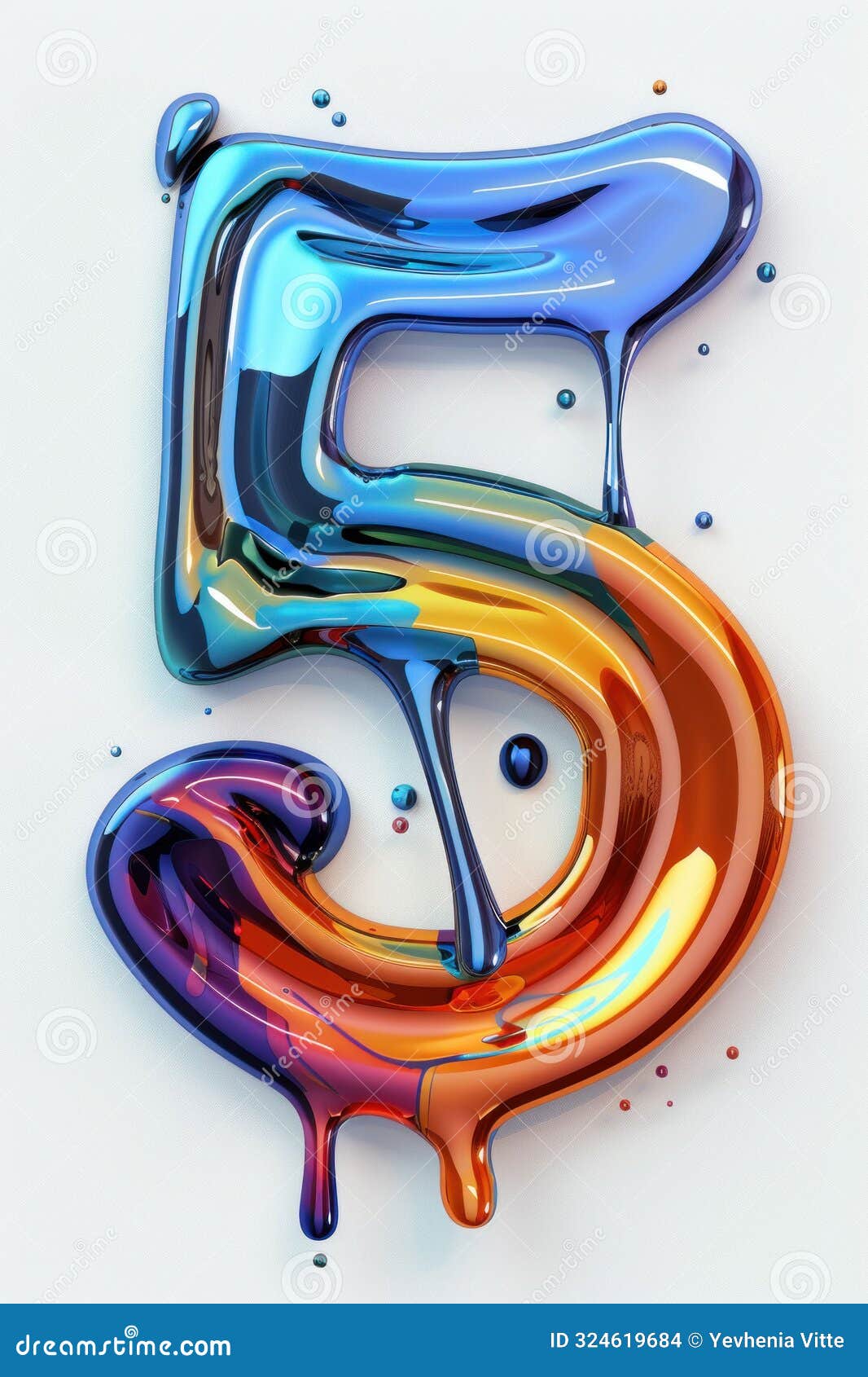 Glossy Melting Number 5. Generative Ai Stock Illustration ...