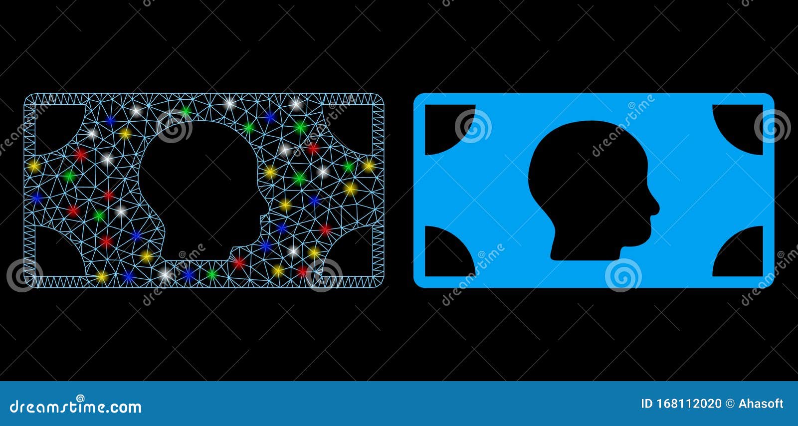 Flare Mesh Network Banknote Icon with Flare Spots Stock Vector ...