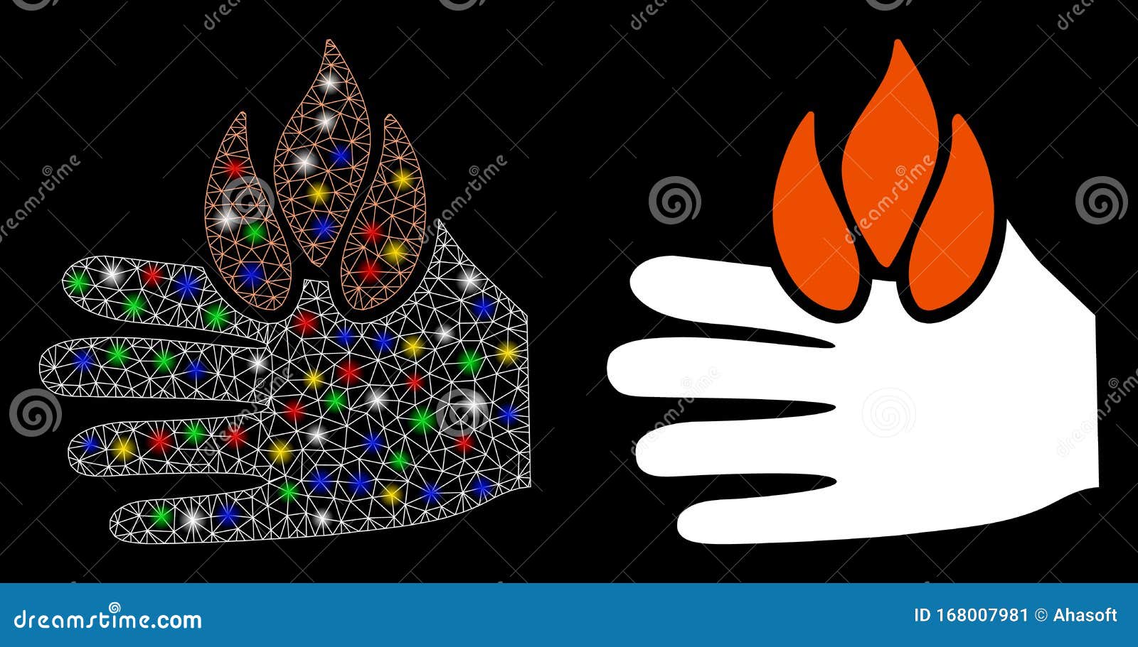 Flare Mesh 2D Burn Hand Icon with Flare Spots Stock Illustration ...