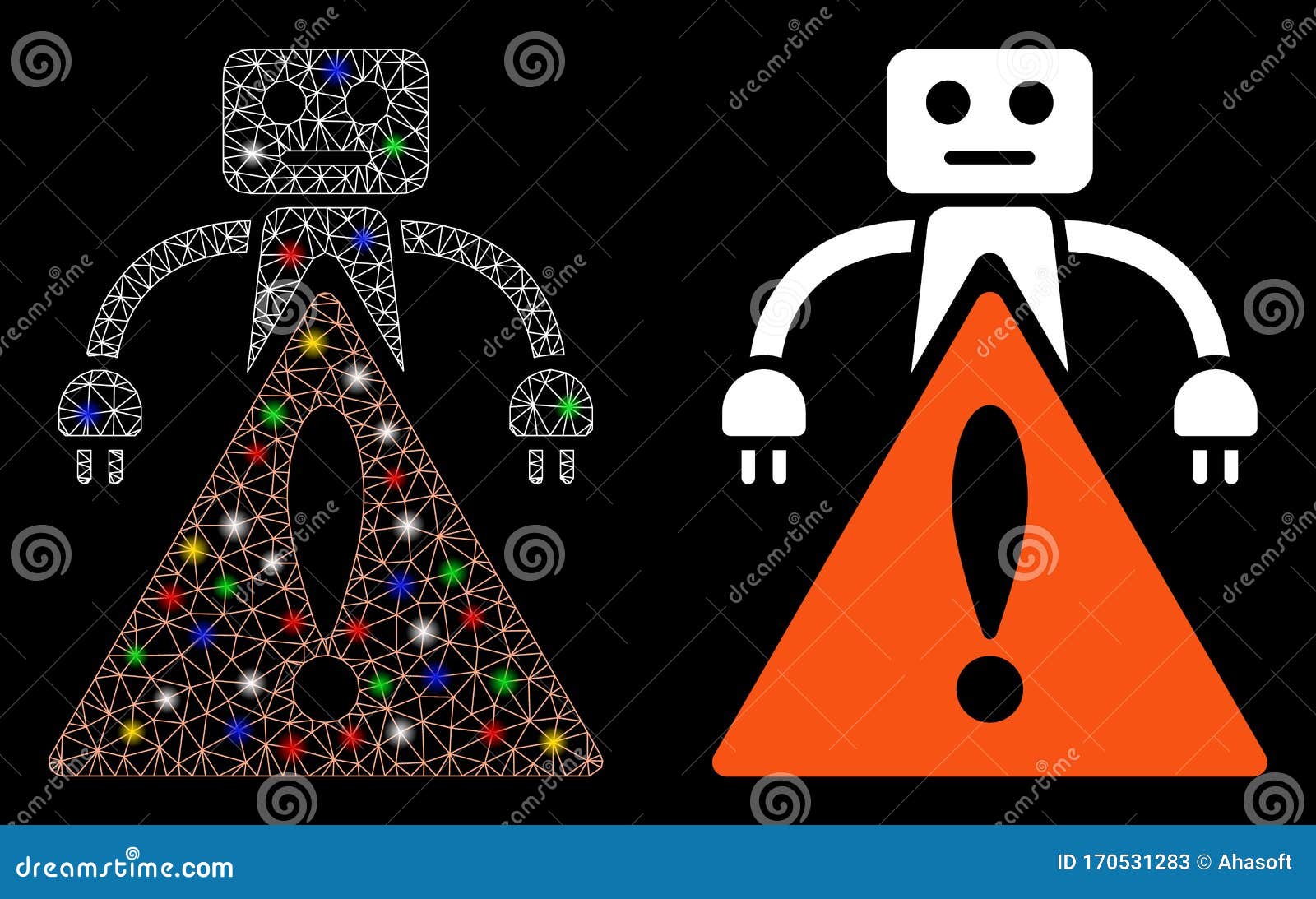 Robot Warning Mosaic And Grunge Cautious Watermark With Lines Cartoon ...