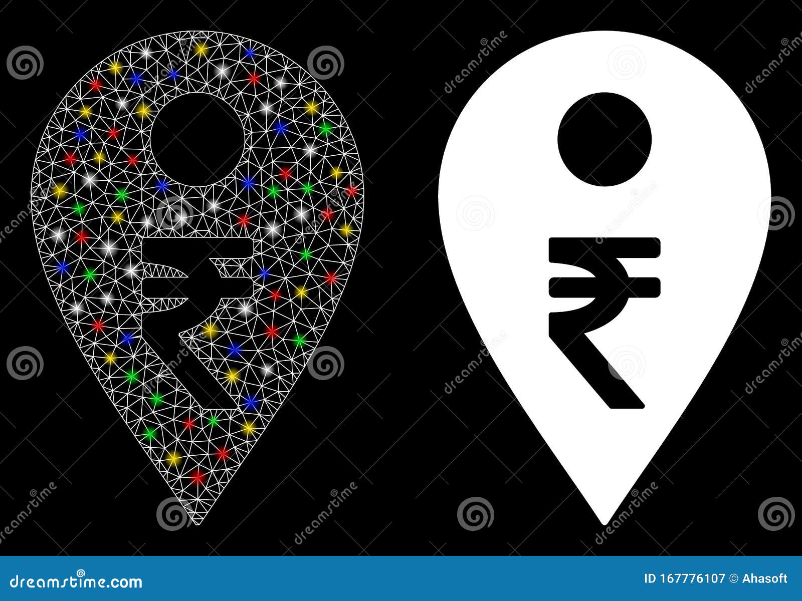 Glossy Mesh Carcass Rupee Map Marker Icon with Flare Spots Stock Vector ... Glossy Mesh Carcass Rupee Map Marker Icon with Flare Spots Stock Vector ...