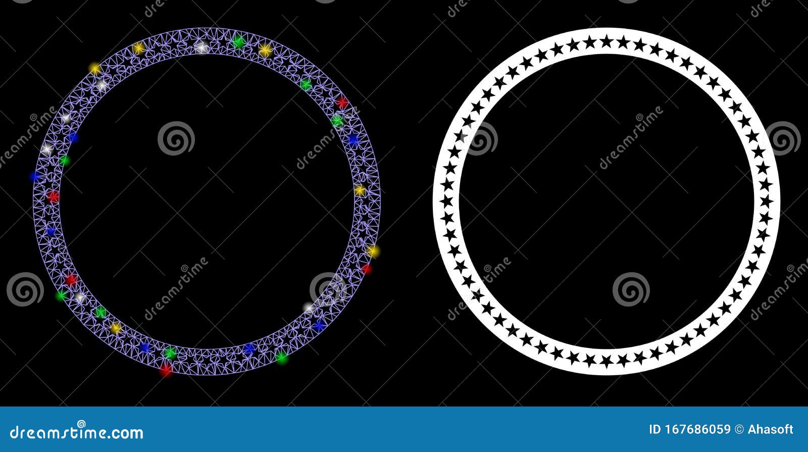 Glossy Mesh Carcass Star Circle Frame Icon with Flare Spots Stock ...