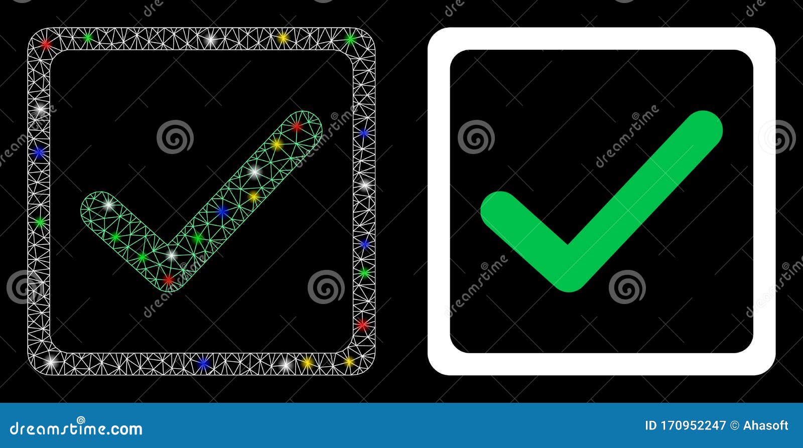 Bright Mesh Carcass Checkbox Icon with Flare Spots Stock Vector ...