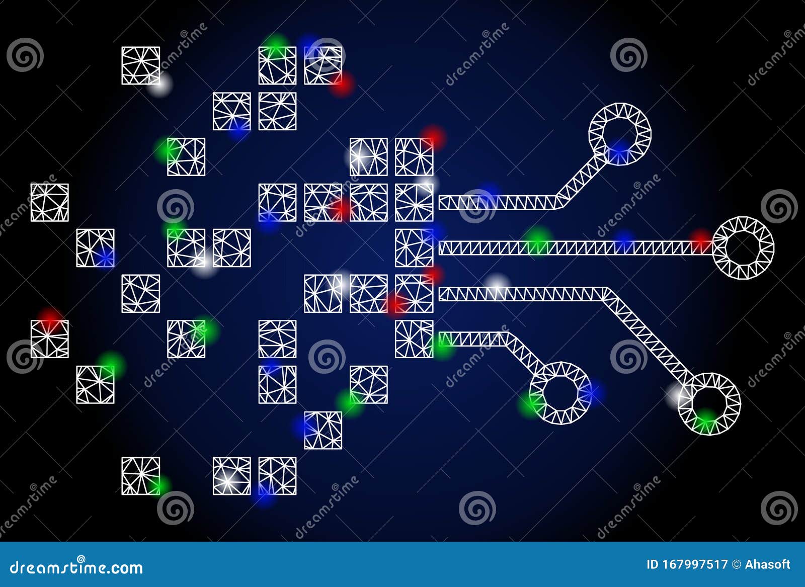 Glossy Mesh 2D Digital Circuit Transformation with Flash Spots Stock ...