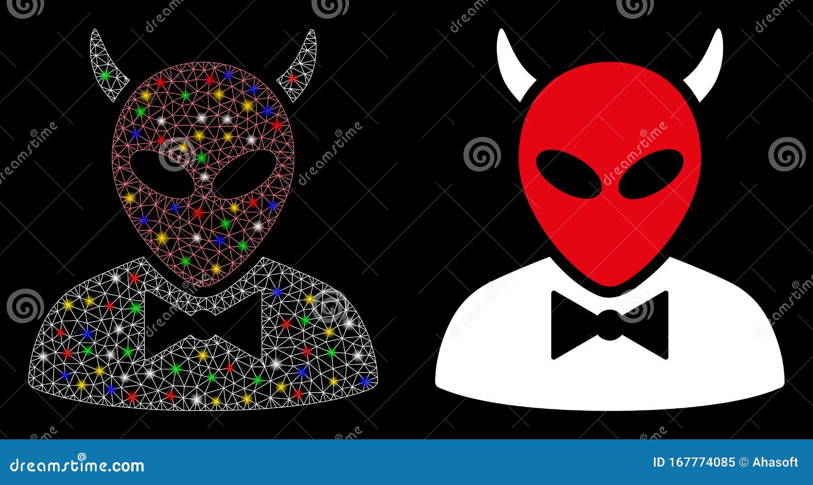 Flare Mesh 2D Devil Icon with Flare Spots Stock Vector - Illustration ...