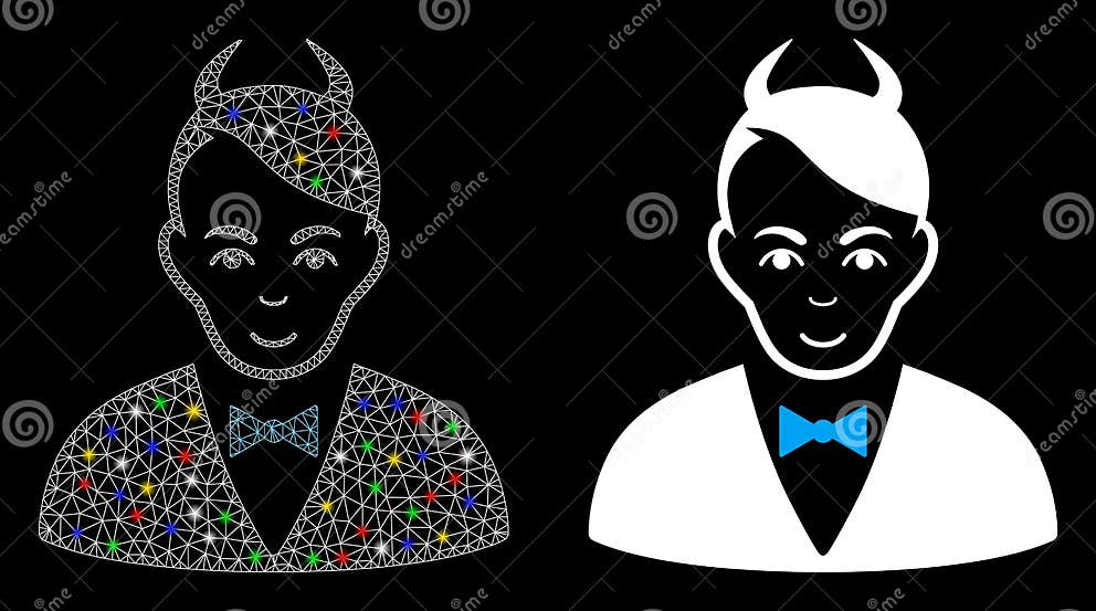 Flare Mesh Carcass Devil Icon with Flare Spots Stock Vector ...
