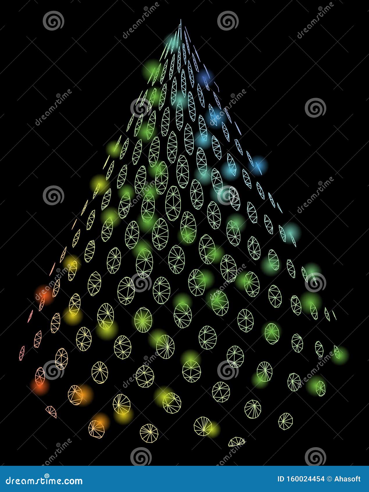 Flare Mesh Network Dotted Abstract Cone with Flare Spots Stock Vector ...