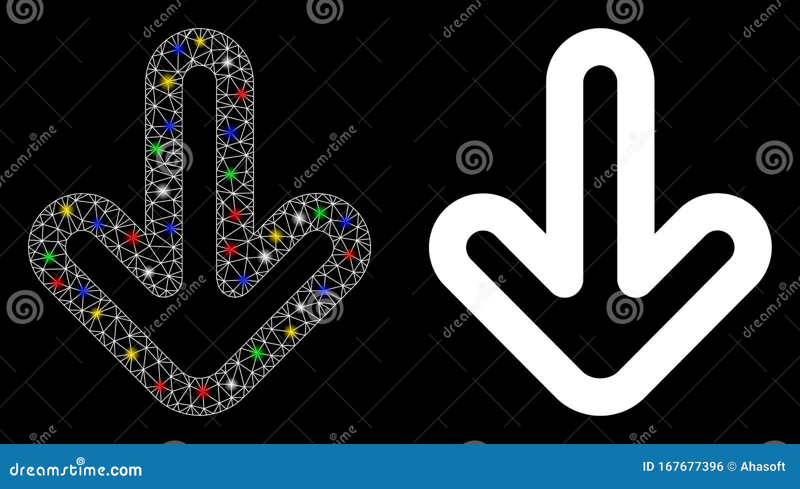Flare Mesh 2D Down Arrow Icon with Flare Spots Stock Vector ...