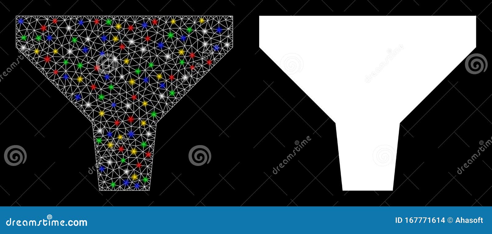 Flare Mesh Wire Frame Filter Icon with Flare Spots Stock Vector ...