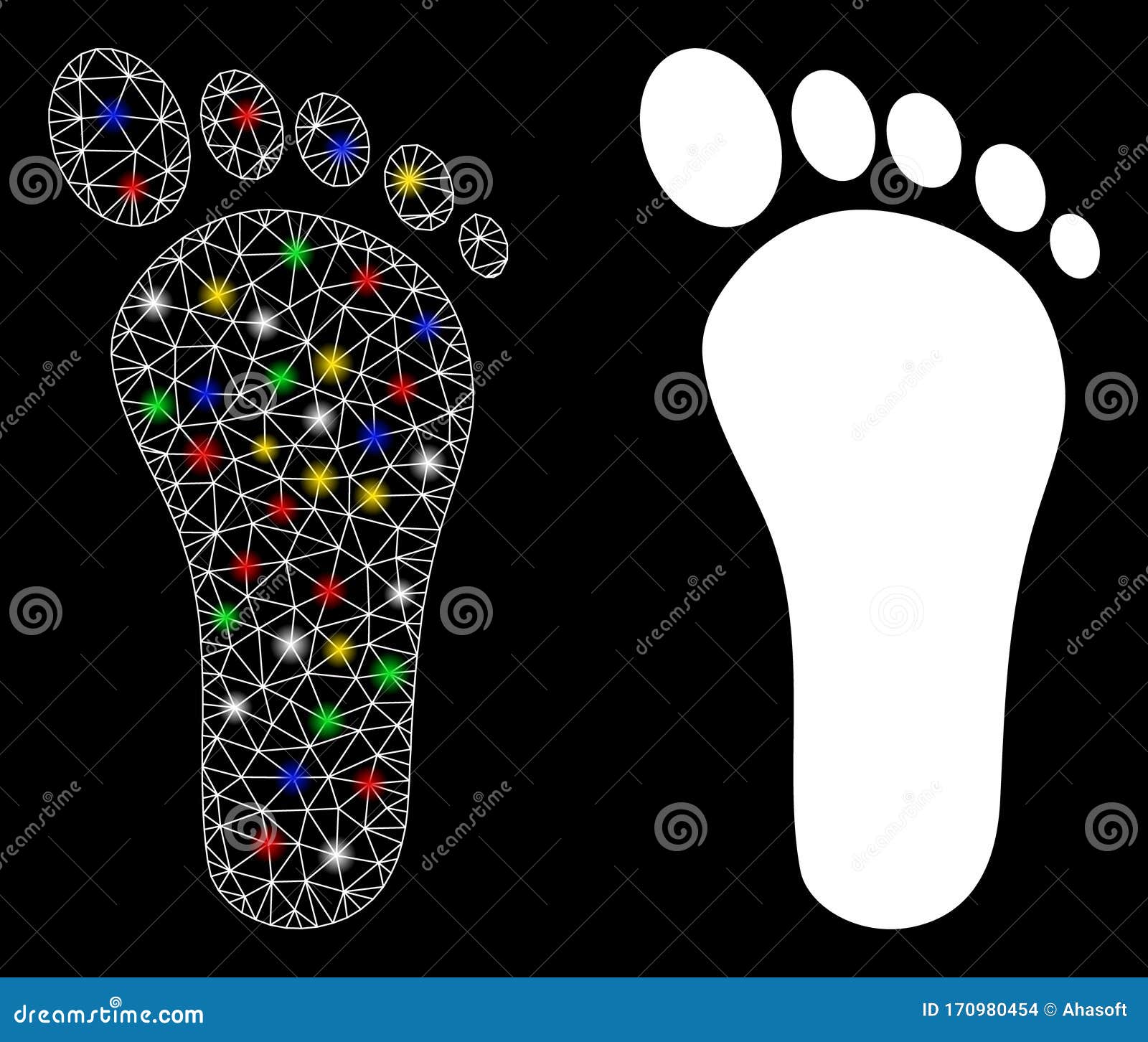 Flare Mesh 2D Footprint Icon with Flare Spots Stock Vector ...