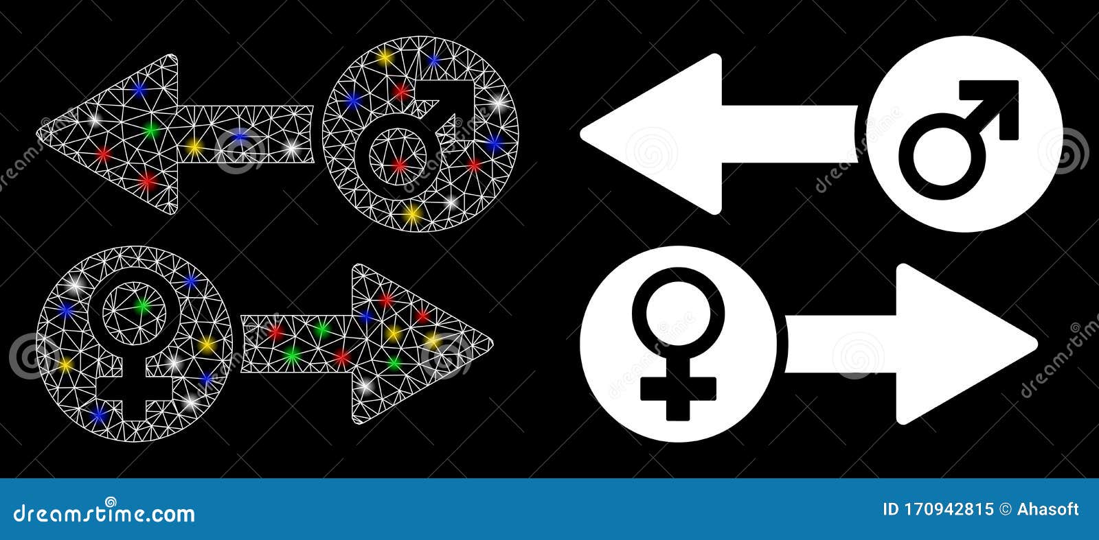 Flare Mesh Wire Frame Gender Exchange Icon with Flare Spots Stock ...