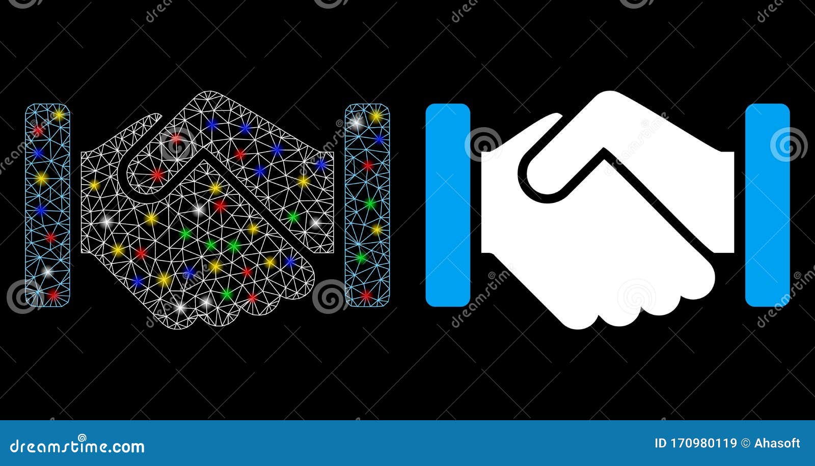 Bright Mesh Network Handshake Icon with Light Spots Stock Vector ...