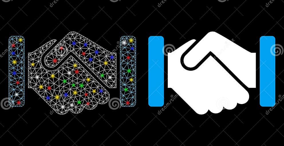 Bright Mesh Network Handshake Icon with Light Spots Stock Vector ...