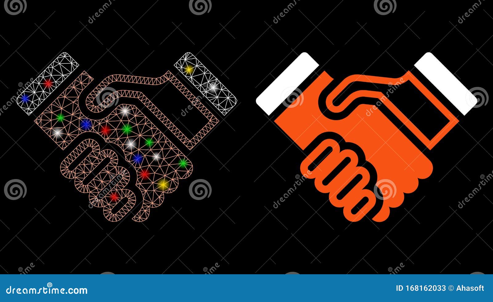 Flare Mesh 2D Handshake Icon with Flare Spots Stock Vector ...