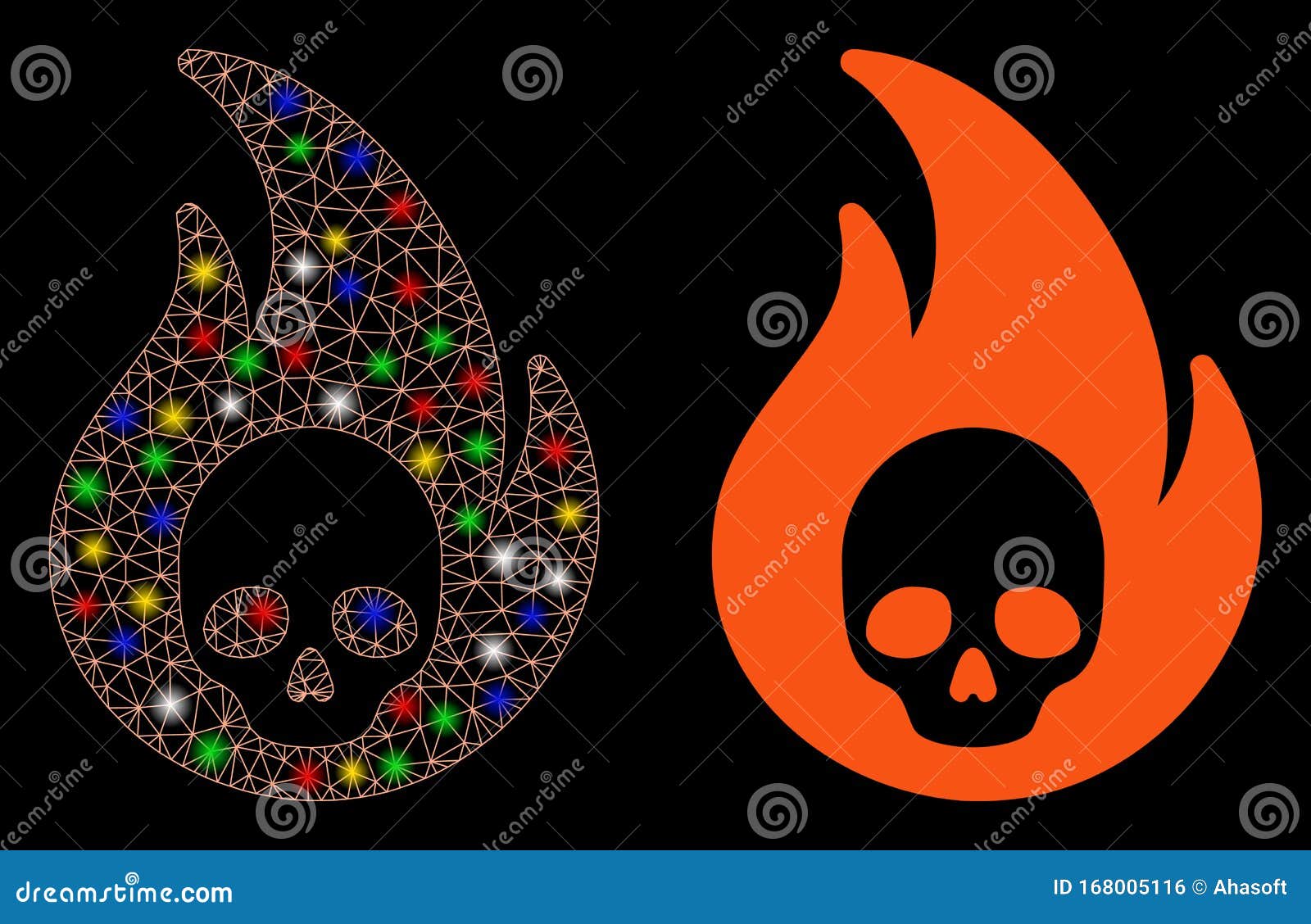 Flare Mesh Network Hellfire Icon with Flare Spots Stock Illustration ...