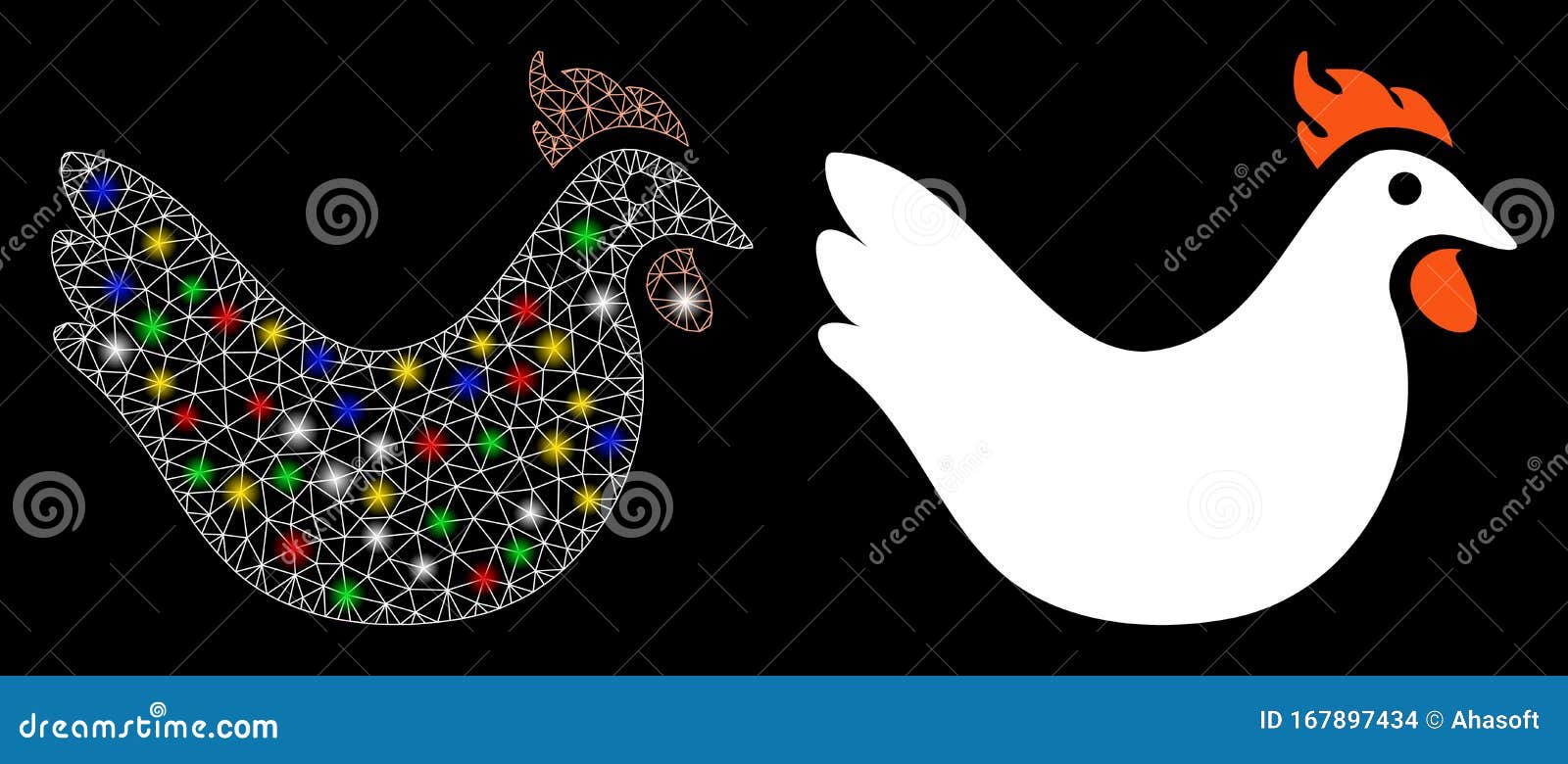 Flare Mesh 2D Hen Icon with Flare Spots Stock Illustration ...