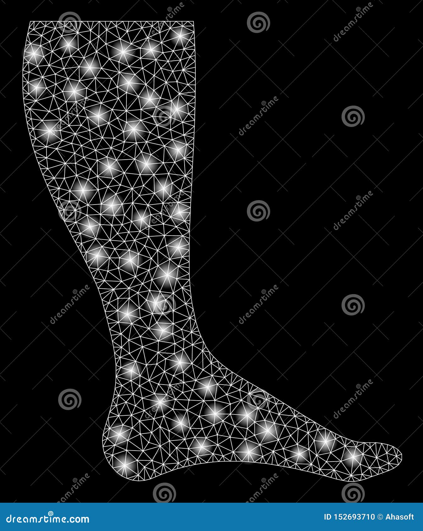 Bright Mesh Wire Frame Leg with Light Spots Stock Vector - Illustration ...