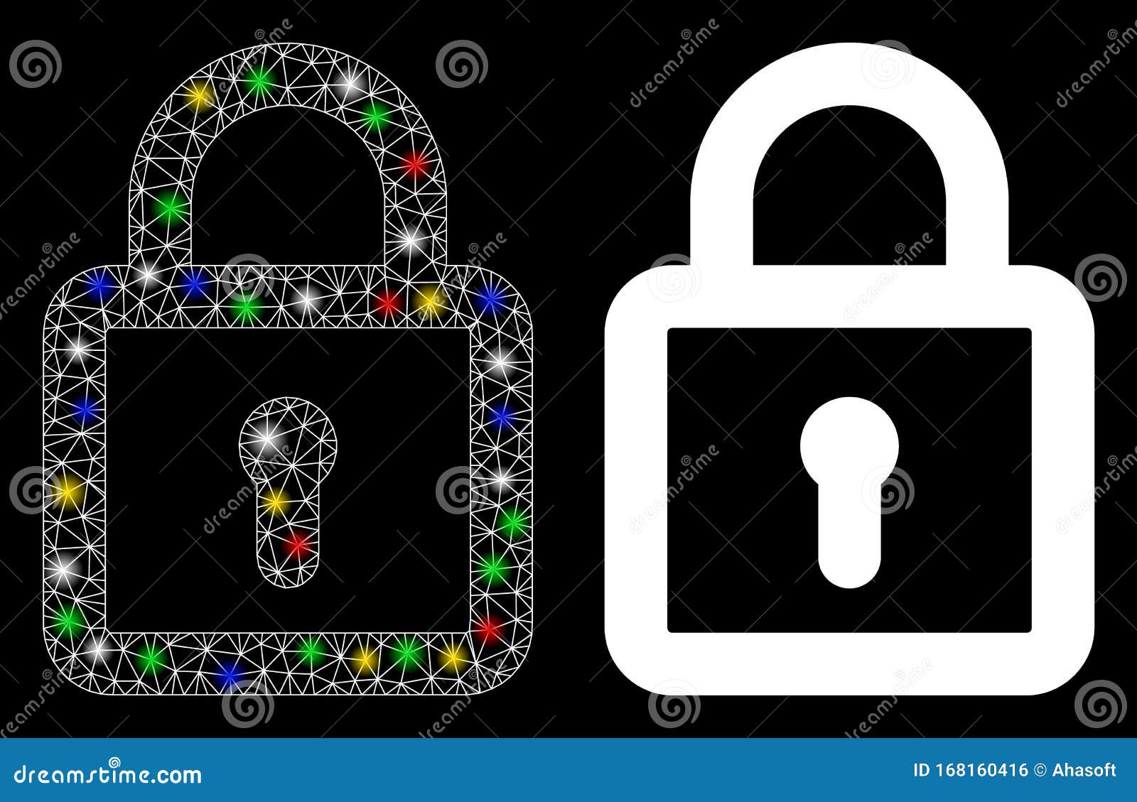 Flare Mesh Wire Frame Lock Icon with Flare Spots Stock Vector ...