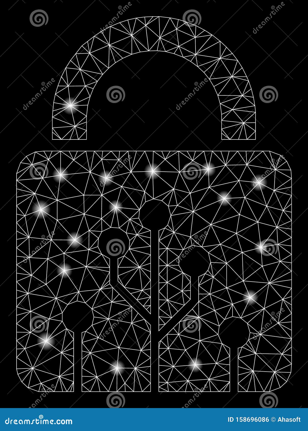 Glossy Mesh Network Circuit Lock with Light Spots Stock Vector ...