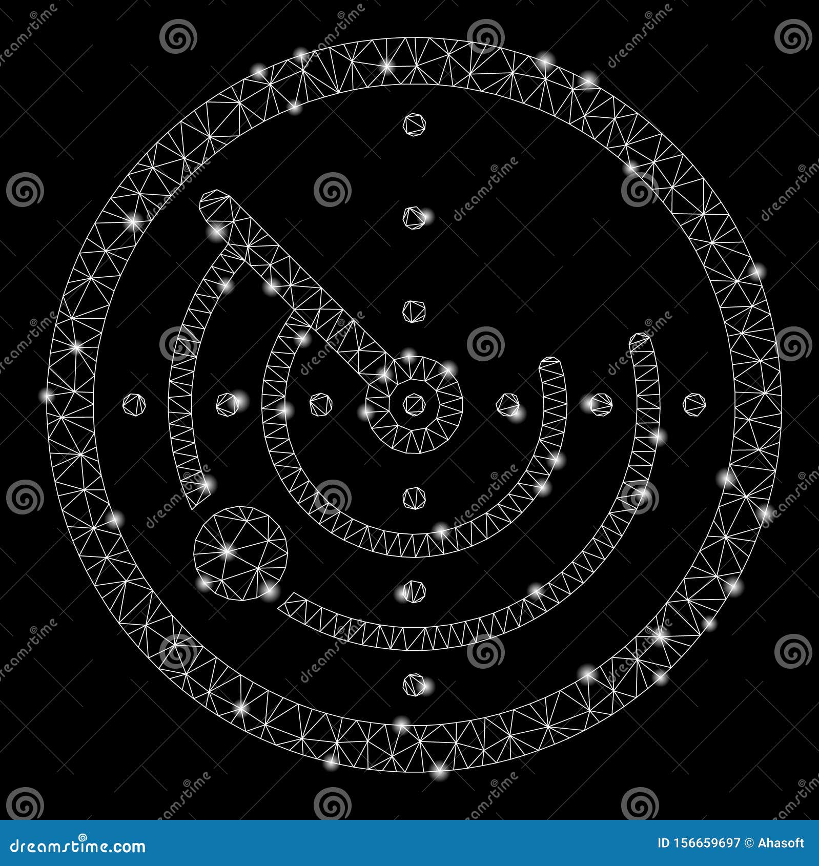 Glossy Mesh Network Radar with Flash Spots Stock Vector - Illustration ...