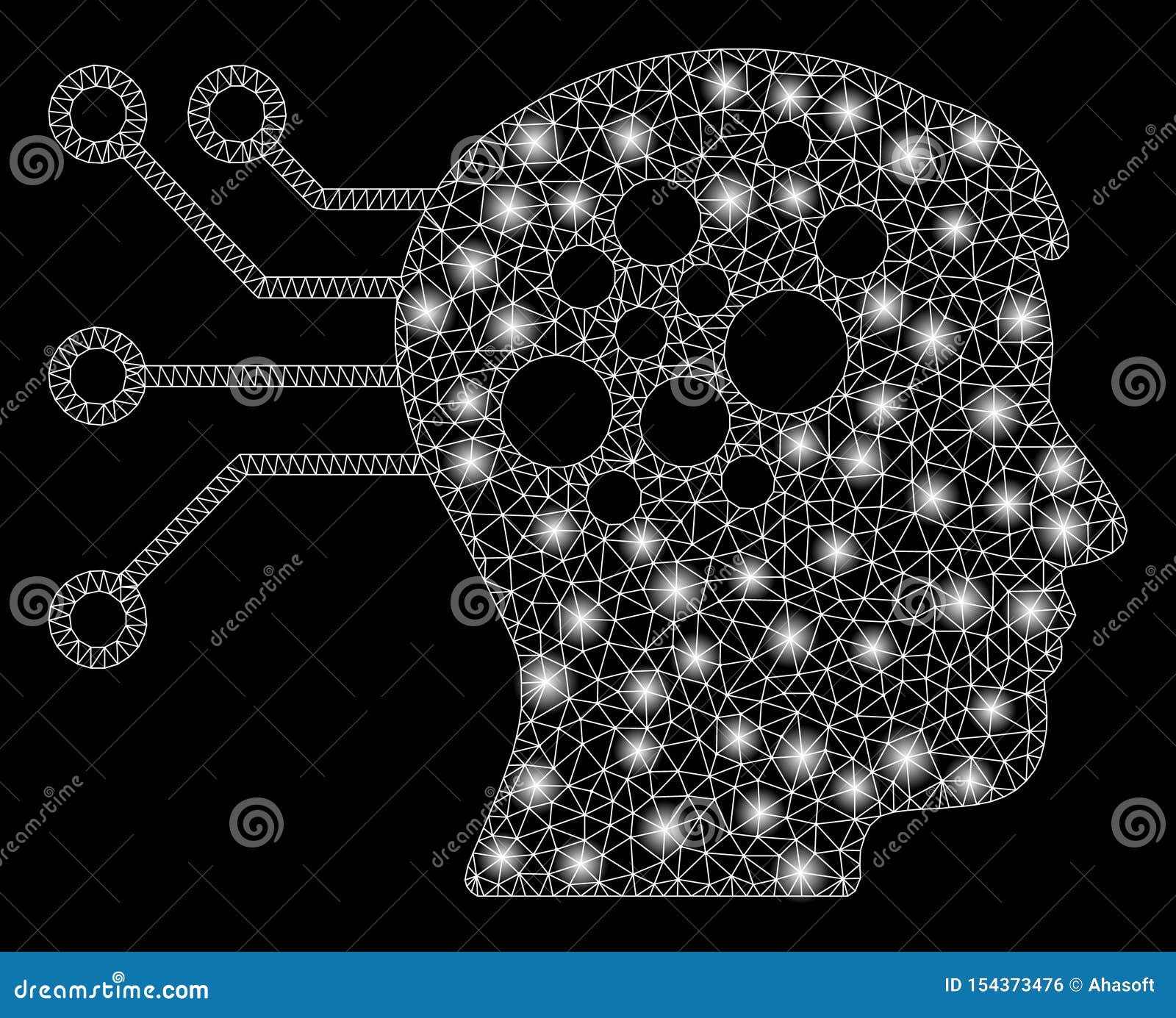 Flare Mesh Wire Frame Neural Computer Links with Flare Spots Stock ...