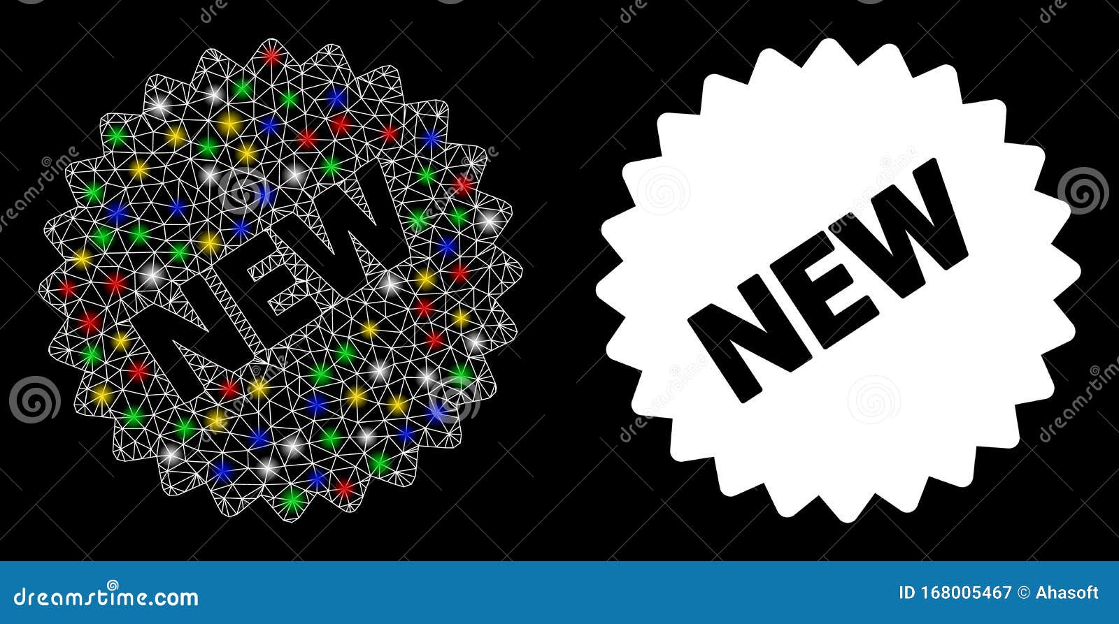 Glossy Mesh Carcass New Sticker Icon with Flash Spots Stock ...